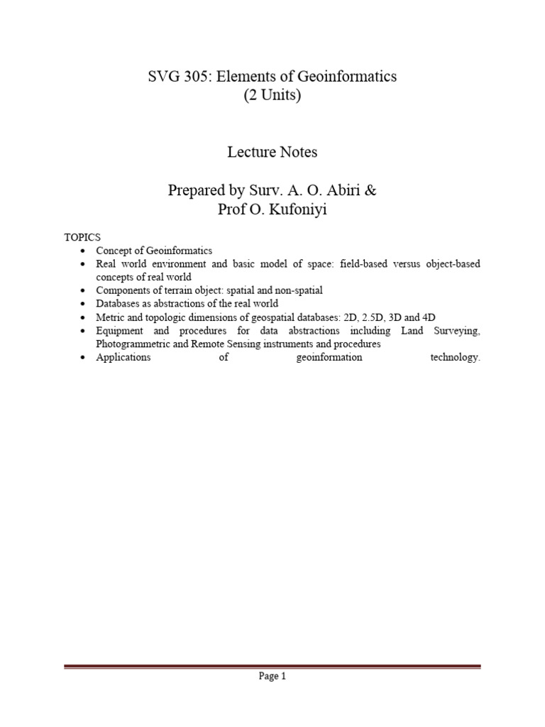 SVG 305-Elements of Geoinformatics | PDF | Geographic Information ...