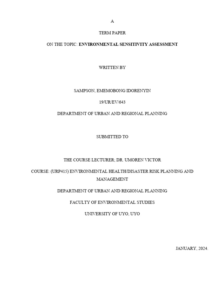 Environmental Sensitivity Assessment Guide | PDF | Environmental ...