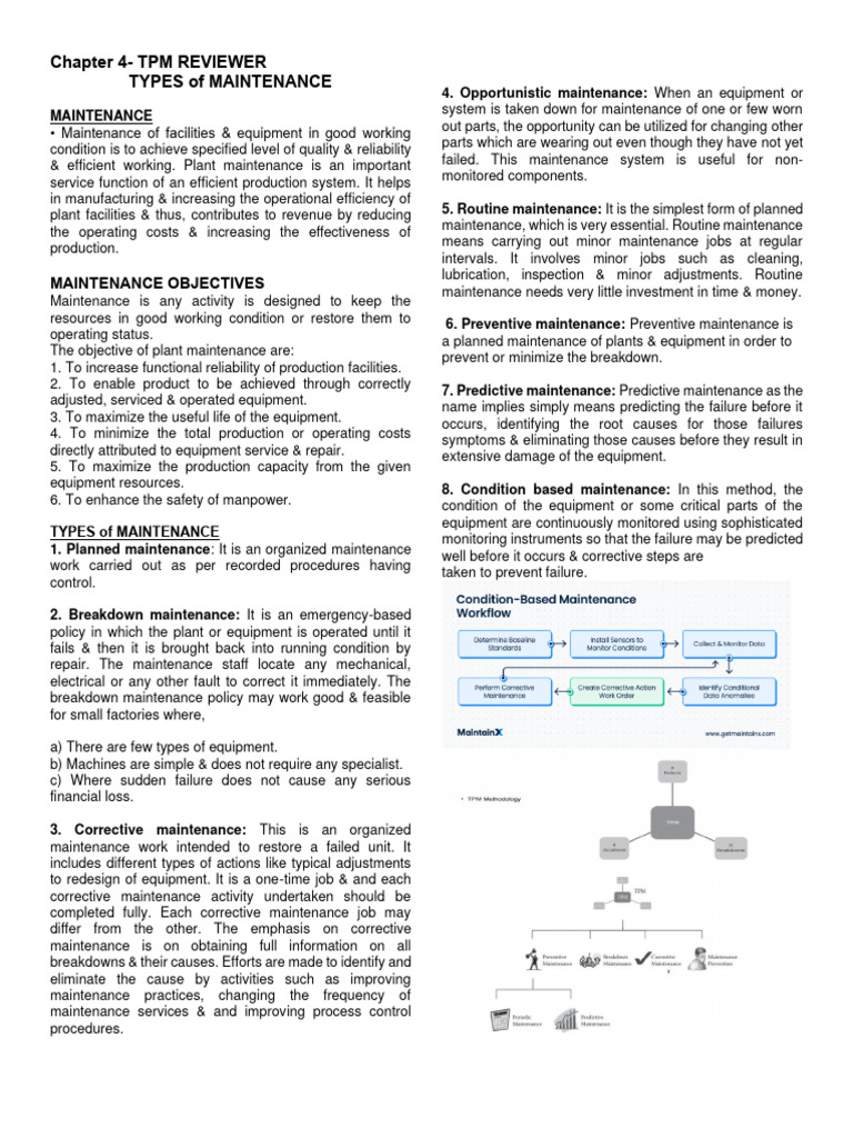 chapter-4-tpm-reviewer | PDF | Reliability Engineering | Systems Engineering