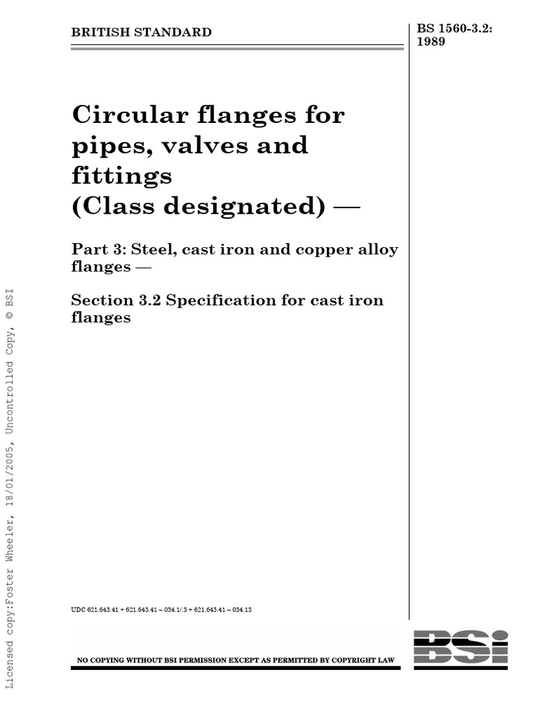 BS 1560-3.2 (1989) - Circular Flange For Pipie Valves and Fittings | PDF | Pipe (Fluid ...