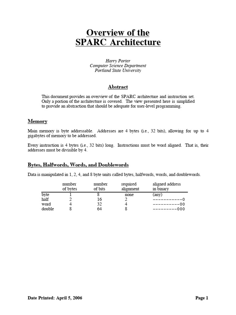 SPARCOverview | PDF | Assembly Language | Integer (Computer Science)