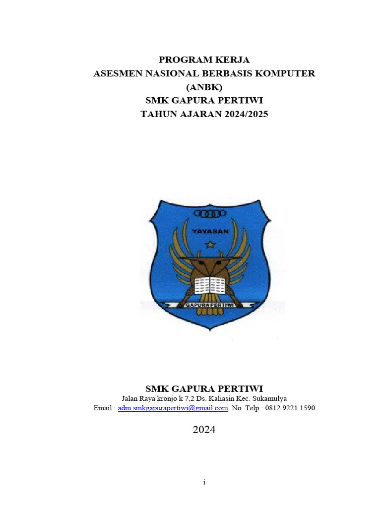 PROGRAM KERJA Anbk 2024 | PDF | Karier & Perkembangan