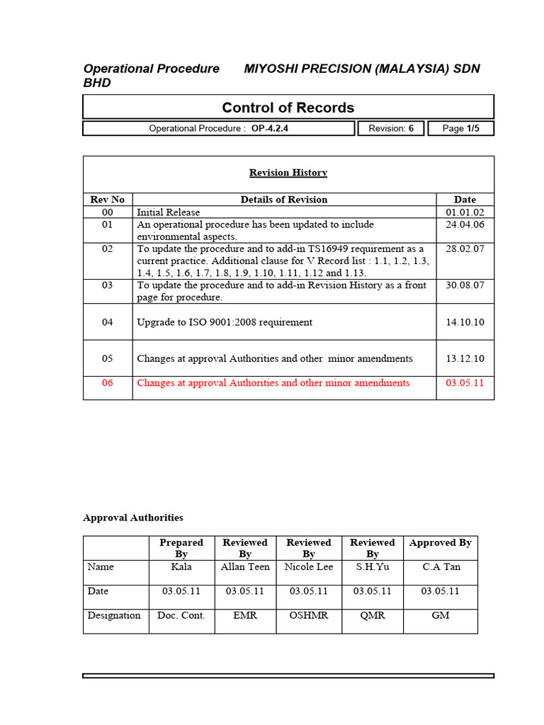 Record Control Procedure Overview | PDF | Records Management | Computing