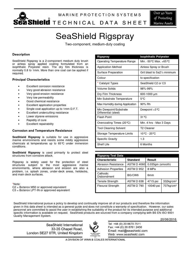 SeaShield-Rigspray TDS | PDF | Corrosion | Coating