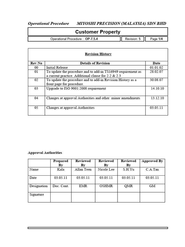 OP-7.5.4 Customer Property_ | PDF | Packaging And Labeling ...