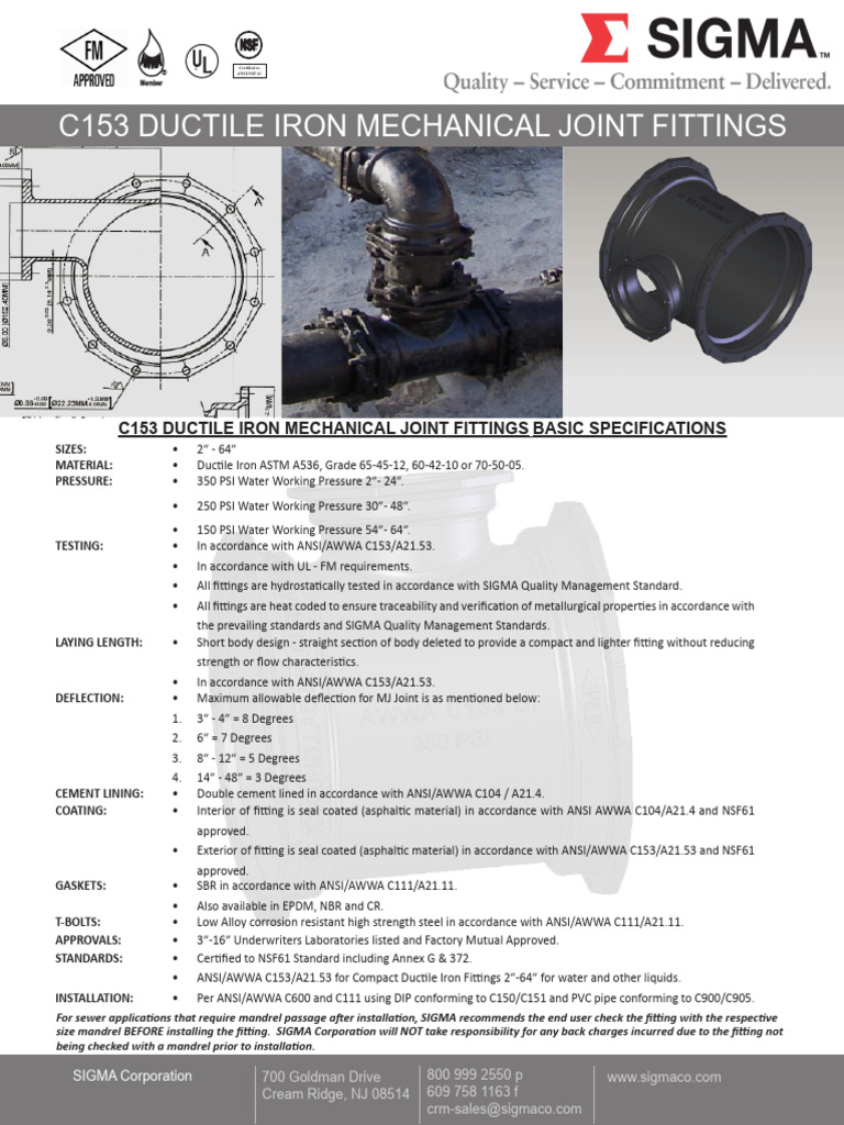 CATALOG-C153-DI-MECHANICAL-JOINT-FITTINGS-Nov2022 (2-64 PLG) | PDF | Mechanical Engineering ...