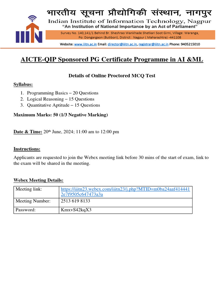 QIP Sponsored PG Certificate Programme | PDF