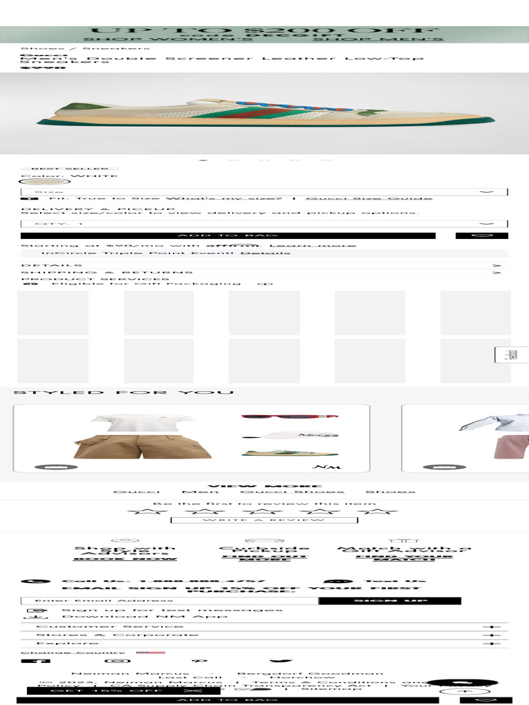 Gucci Men's Double Screener Leather Low-Top Sneakers Neiman Marcus | PDF