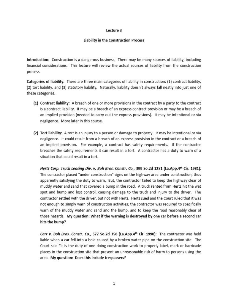 Liability in The Construction Process | PDF | Legal Liability | Tort