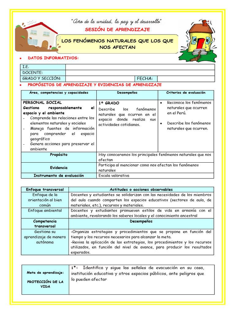 1º U5 s1 Sesion d1 Ps Los Fenomenos Naturales Que Nos Afectan | PDF | Temblores | Tsunami