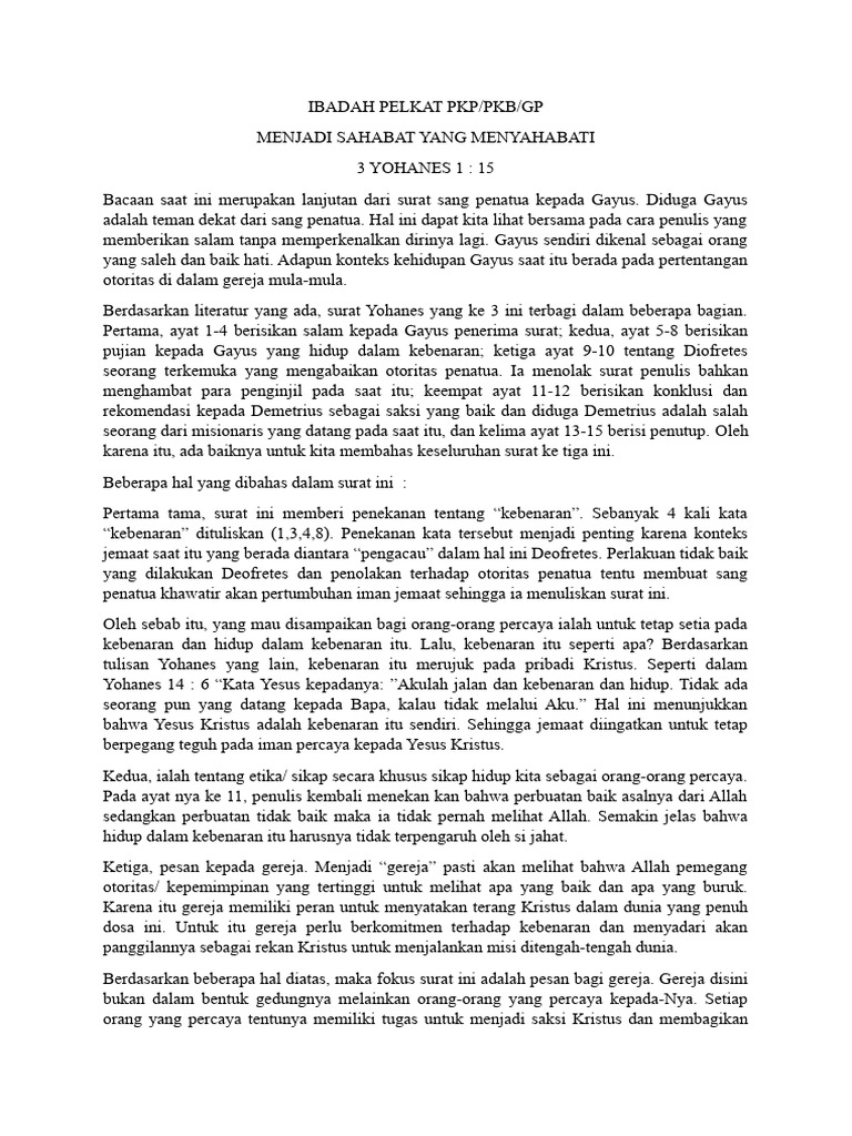 Ibadah Pelkat - 28 Mei 2024 IMM | PDF | Filsafat