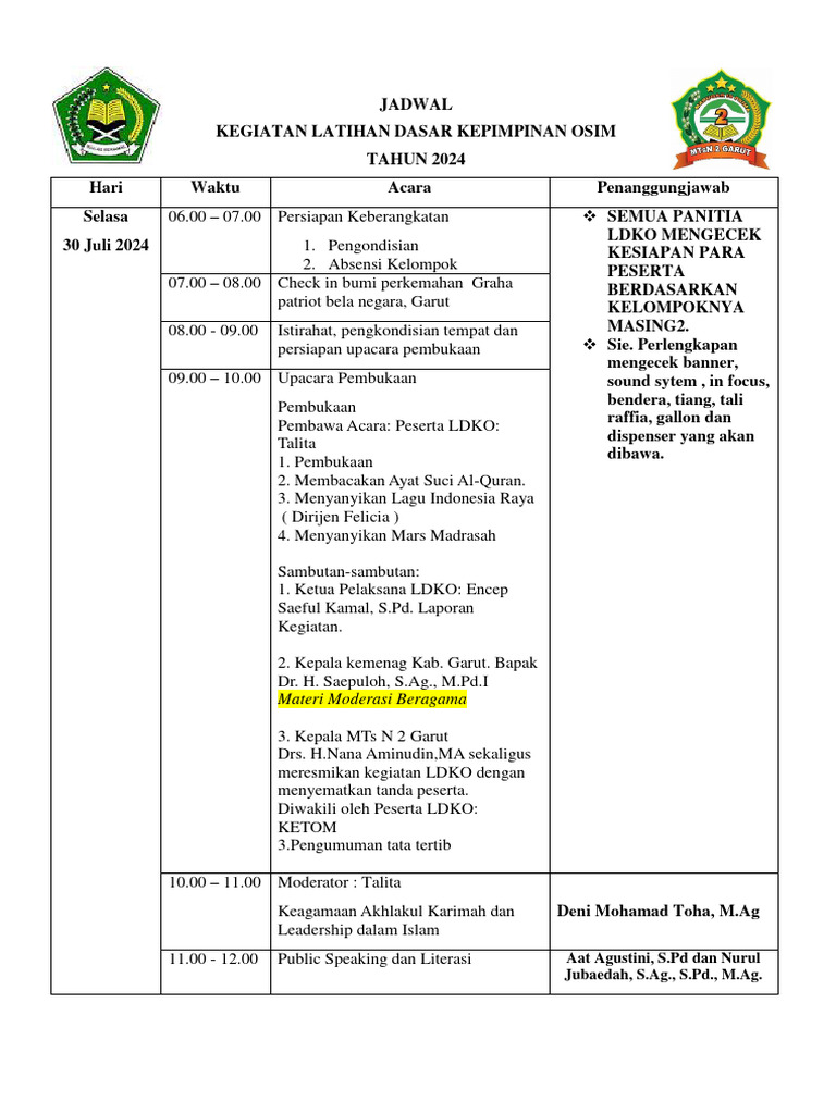 Susunan Kegiatan LDKO | PDF