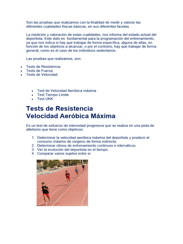 TEST DEPORTIVOS | PDF | Fuerza | Ejercicio aerobico