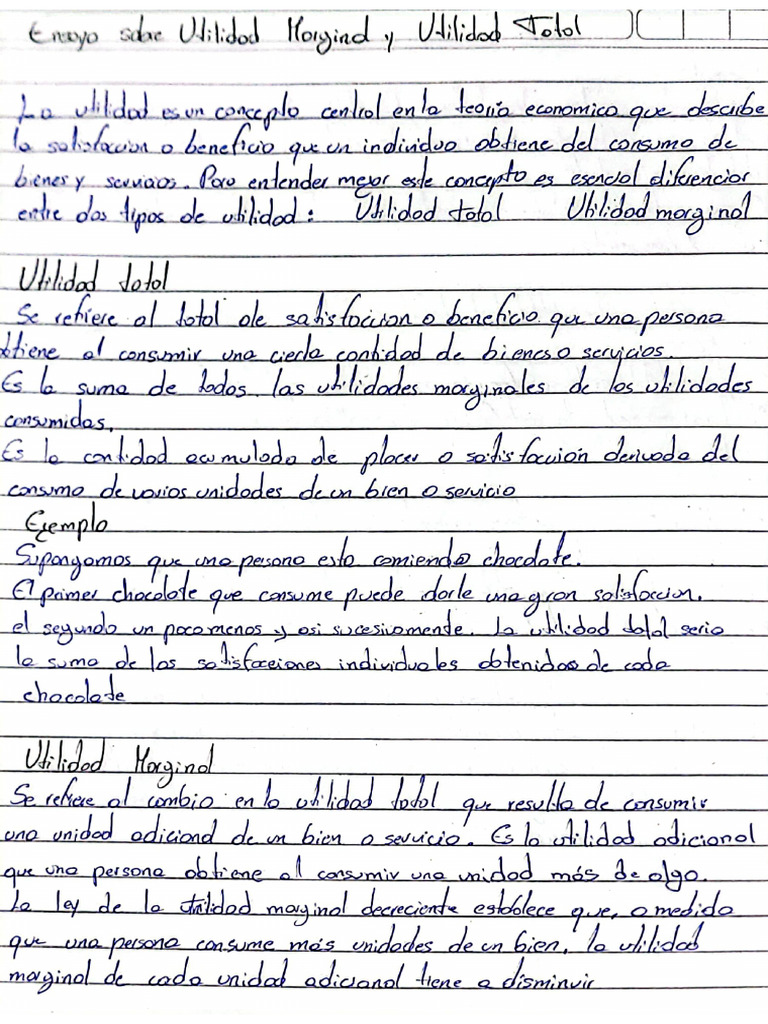 Utilidad Marginal y Utilidad Total | PDF
