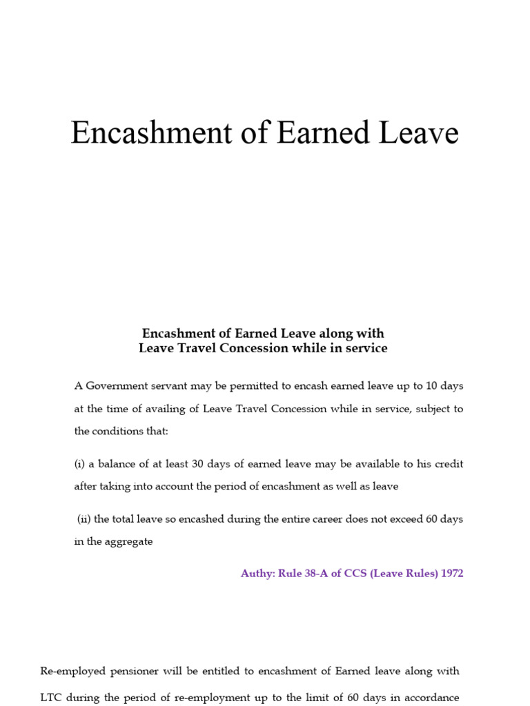 Encashment of Earned Leave | PDF