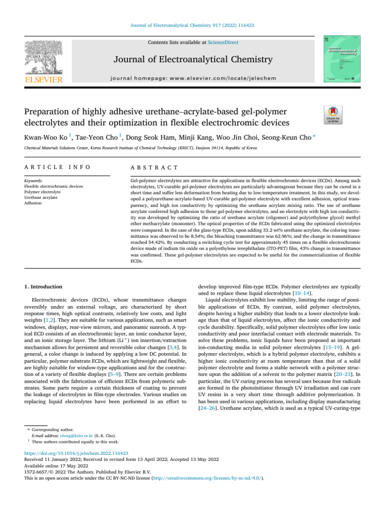 Urethane-Acrylate Based Gel Polymer | PDF | Electrolyte | Solid