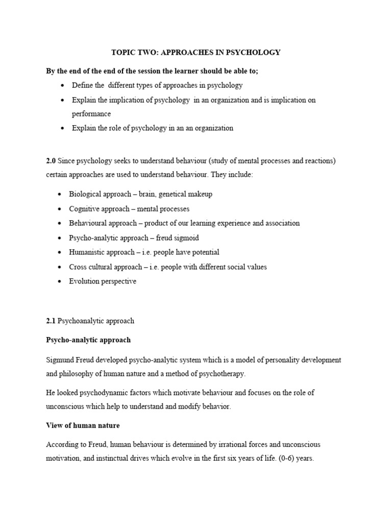 Understanding Psychological Approaches | PDF | Id | Psychoanalysis