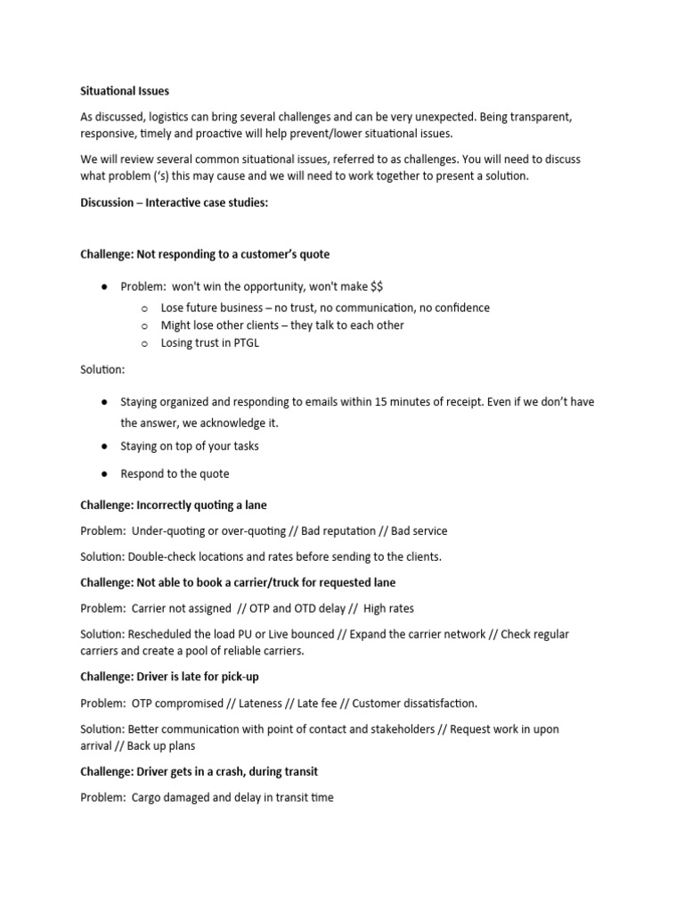 Situational Issues - Challenges - Case Studies - RS | PDF | Business