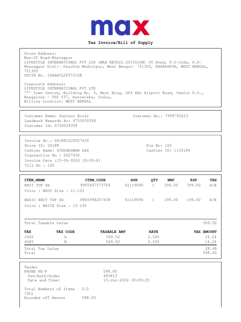 Invoice 16461171577026855900 | PDF | Merchandising | Taxes