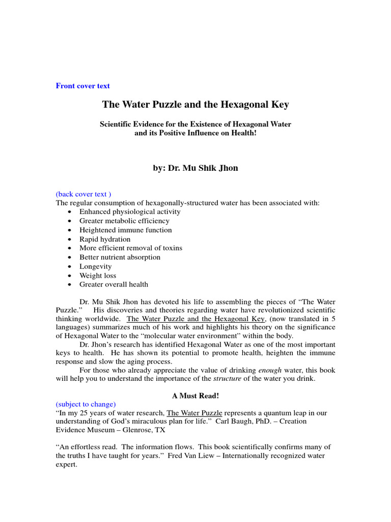 The Water Puzzle and The Hexagonal Key by Mu Shik John | PDF | Chemical Bond | Water