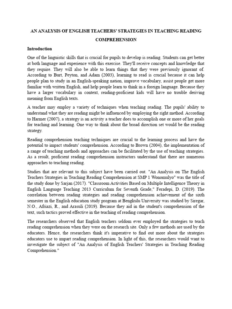 English Teachers' Reading Strategies Analysis | PDF | Reading ...