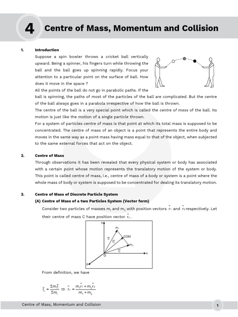 Centre of Mass and Collision 4.0 | PDF | Center Of Mass | Mass