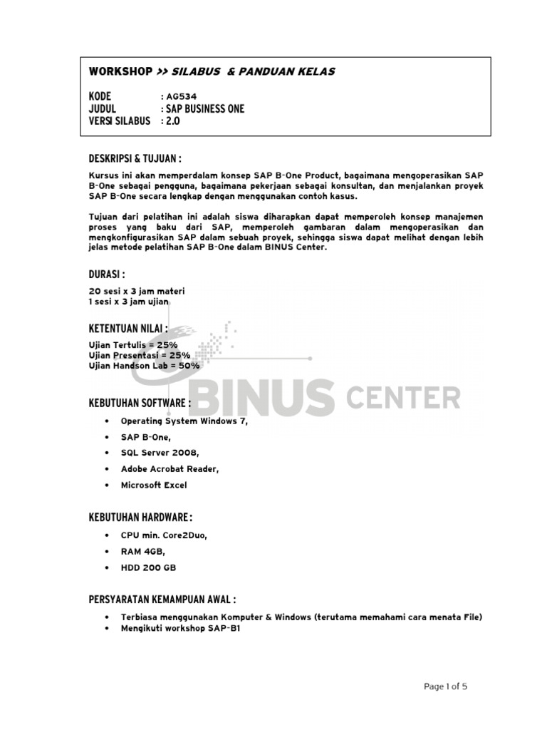 Sylabus SAP Business One - Ver2.0 | PDF | Inventory | Payments