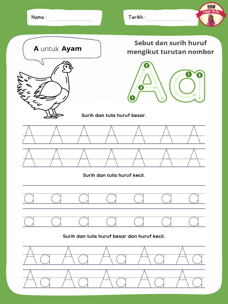 Latihan Menulis ABC Cg Bella | PDF
