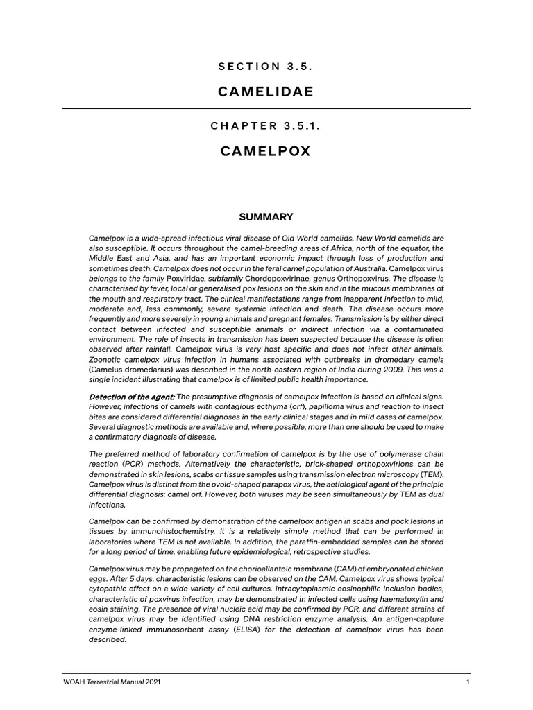 3.05.01 Camelpox | PDF | Vaccines | Infection