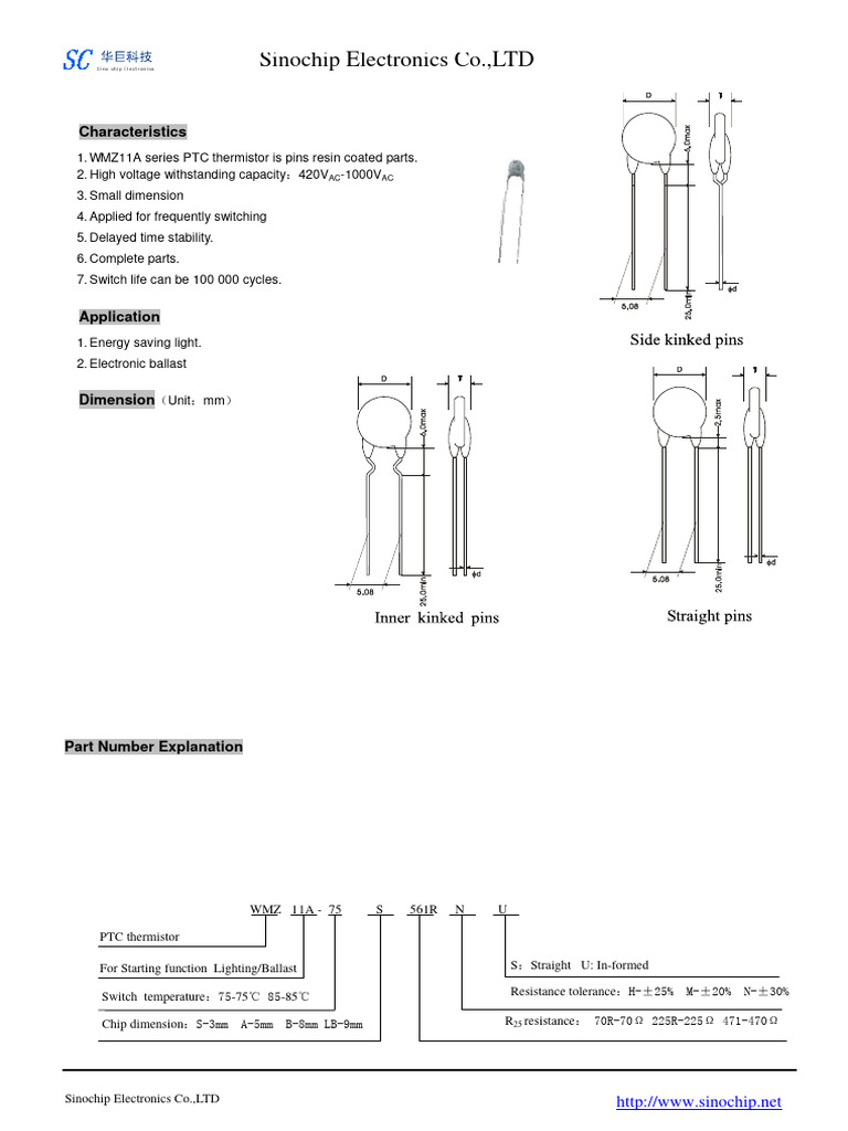WMZ75S Datasheet PDF - PTC Thermistor | PDF | Electronic Engineering ...