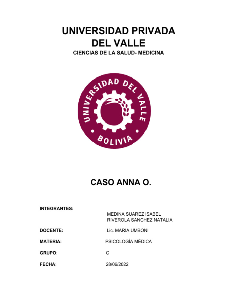 Caso Anna O Isabel Natalia | PDF | Carné de identidad | Sicología