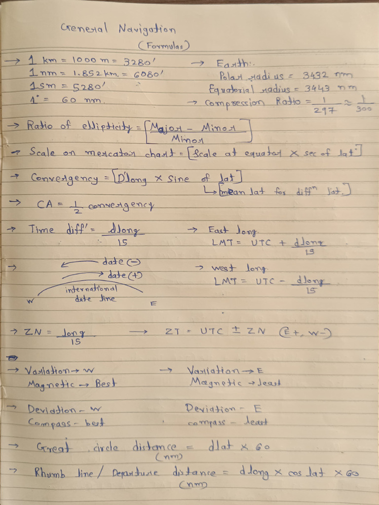 Gen Nav Formulas | PDF