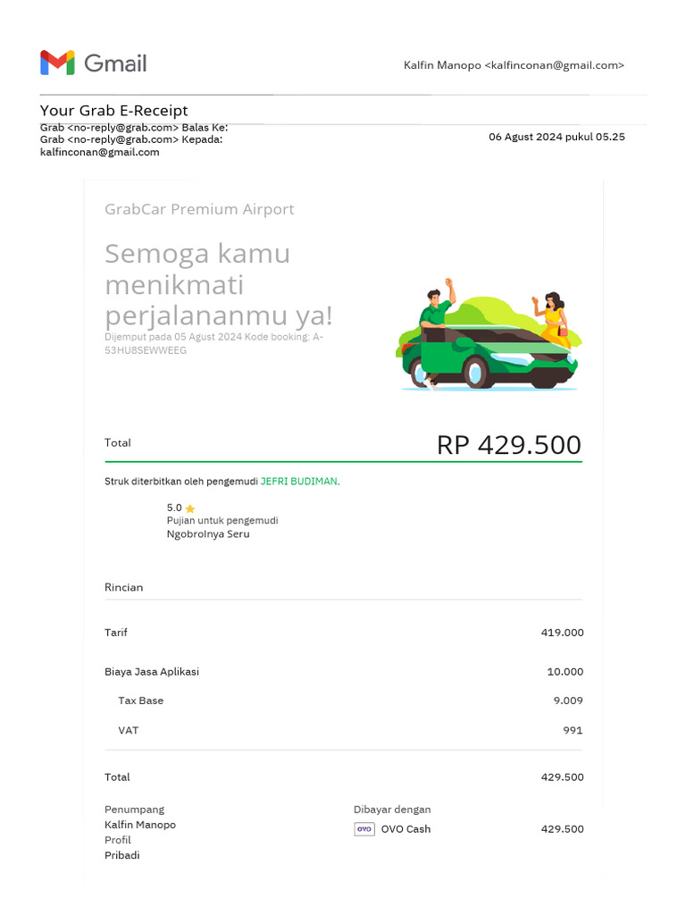 Gmail - Your Grab E-Receipt PDF | PDF