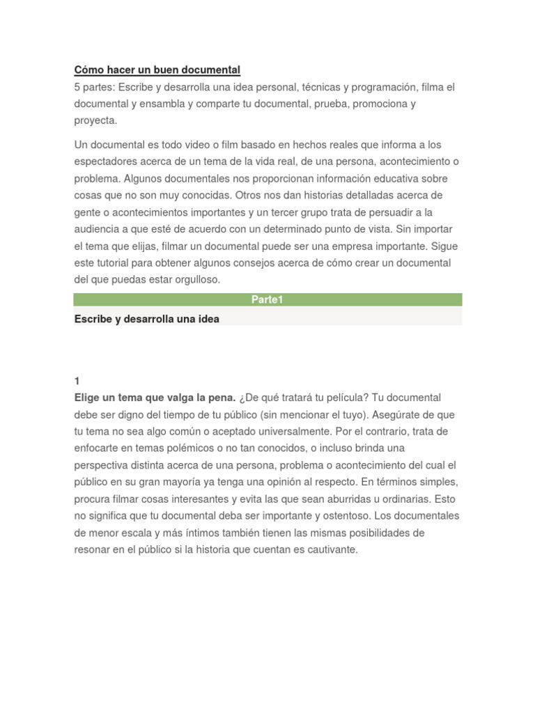 Cómo hacer un buen documental | PDF | Documental | Conocimiento
