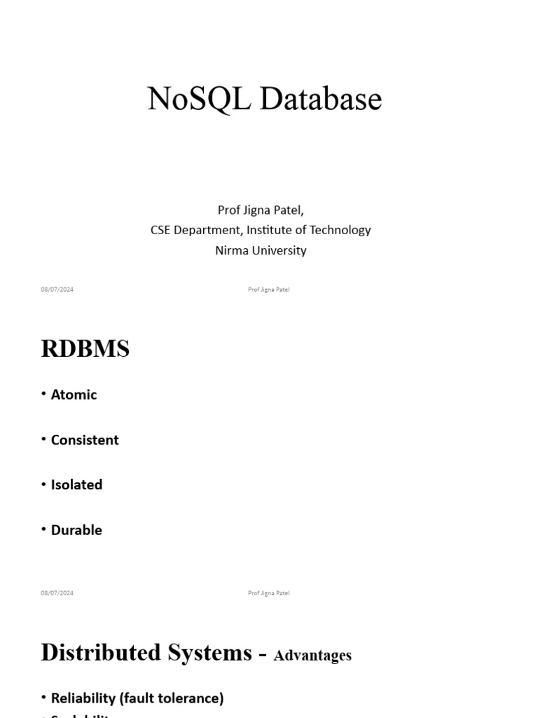8.4 NoSQL Database | PDF | No Sql | Databases