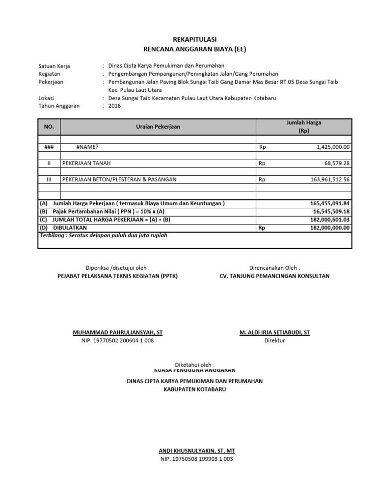 RAB Paving Blok Sei Taib TPK Rev 3 | PDF