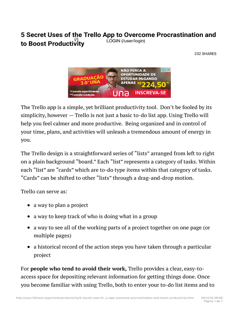 5 Uses of The Trello App To Improve Your Productivity | PDF | Desktop ...