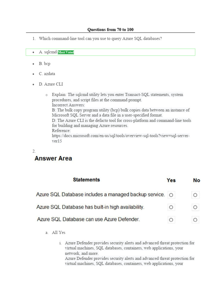 DP900 ExamTopic Questions - 70 To 200 | PDF | Databases | Microsoft Sql Server