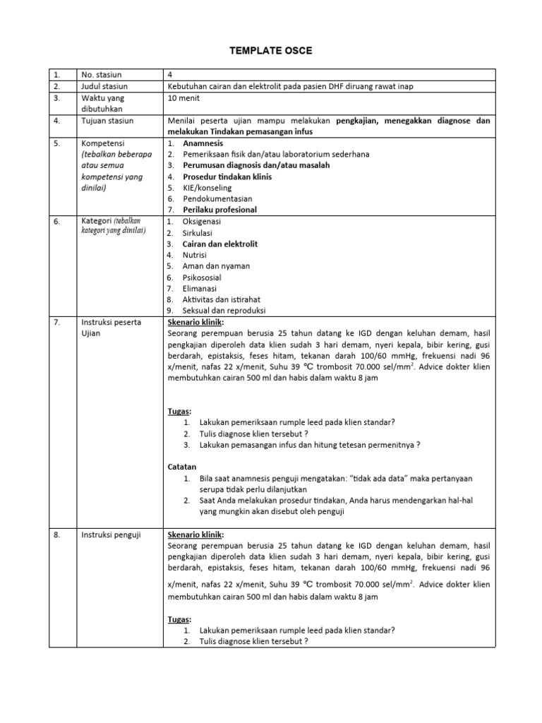 Soal Osce Station 4 Infus | PDF