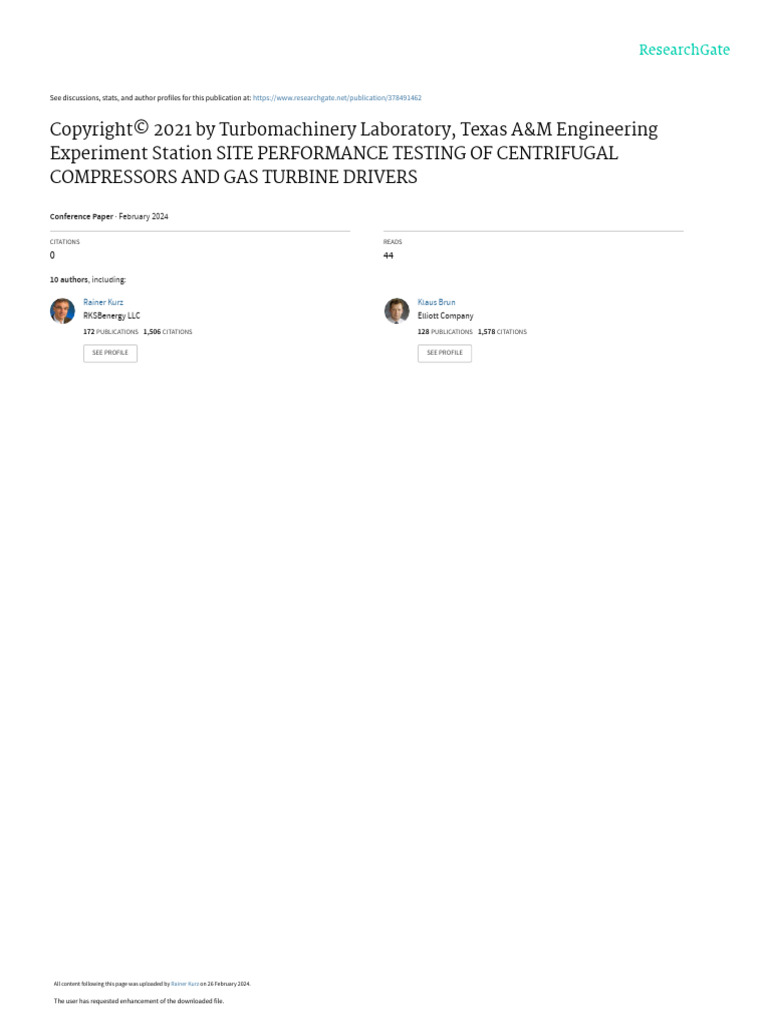 Site Performance Testing of Centrifugal Compressors and Gas Turbine ...