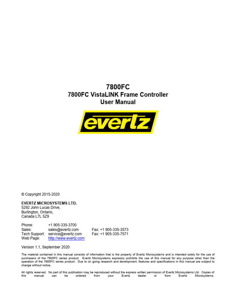 Evertz 7800FC | PDF | Ip Address | Computer Network