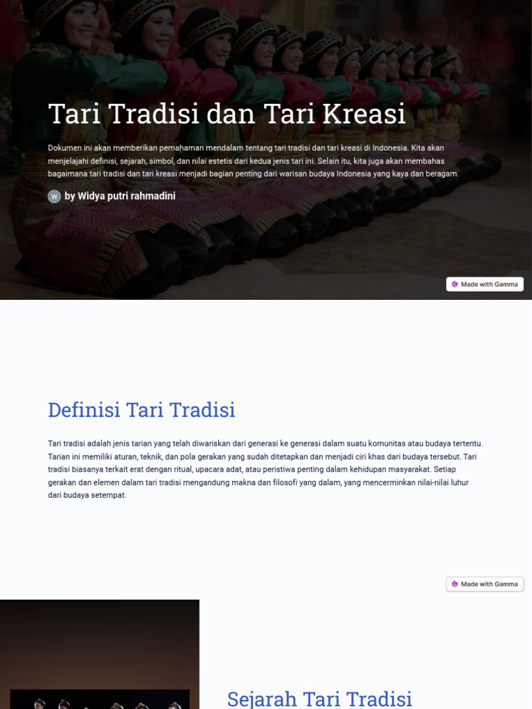 Tari Tradisi Dan Tari Kreasi | PDF