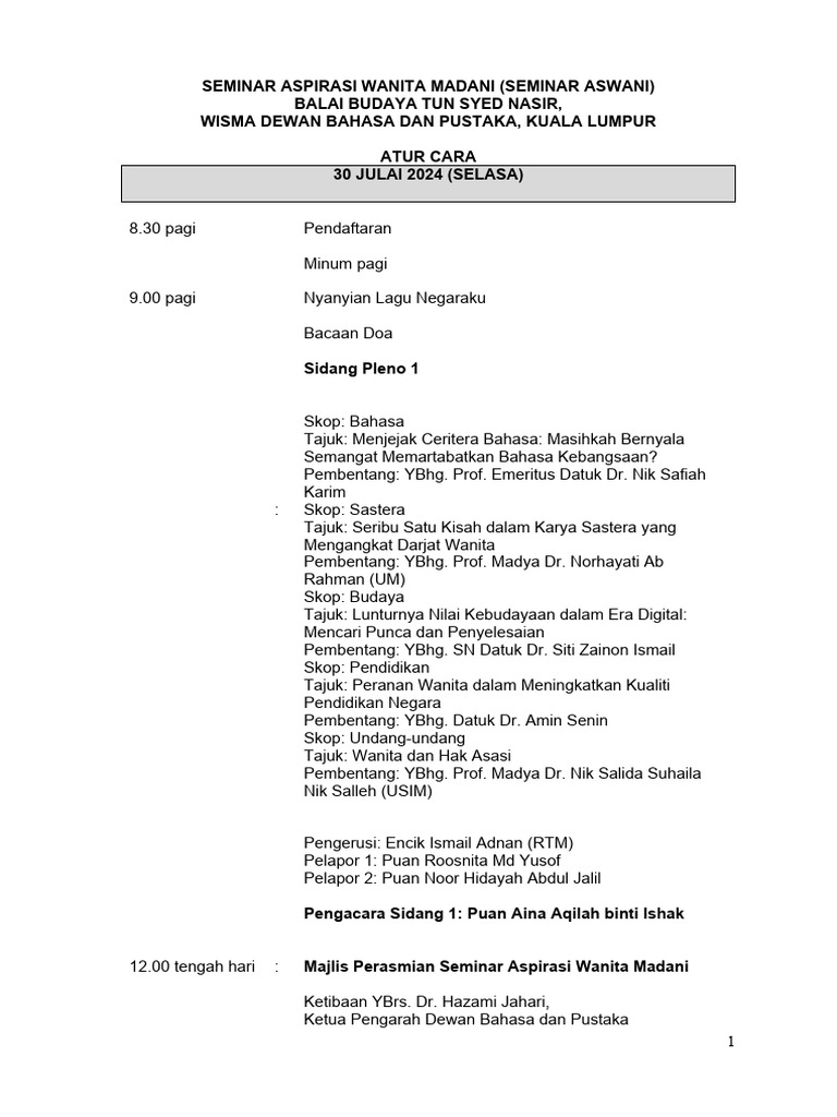 Atur Cara Terkini - 24julai2024 | PDF