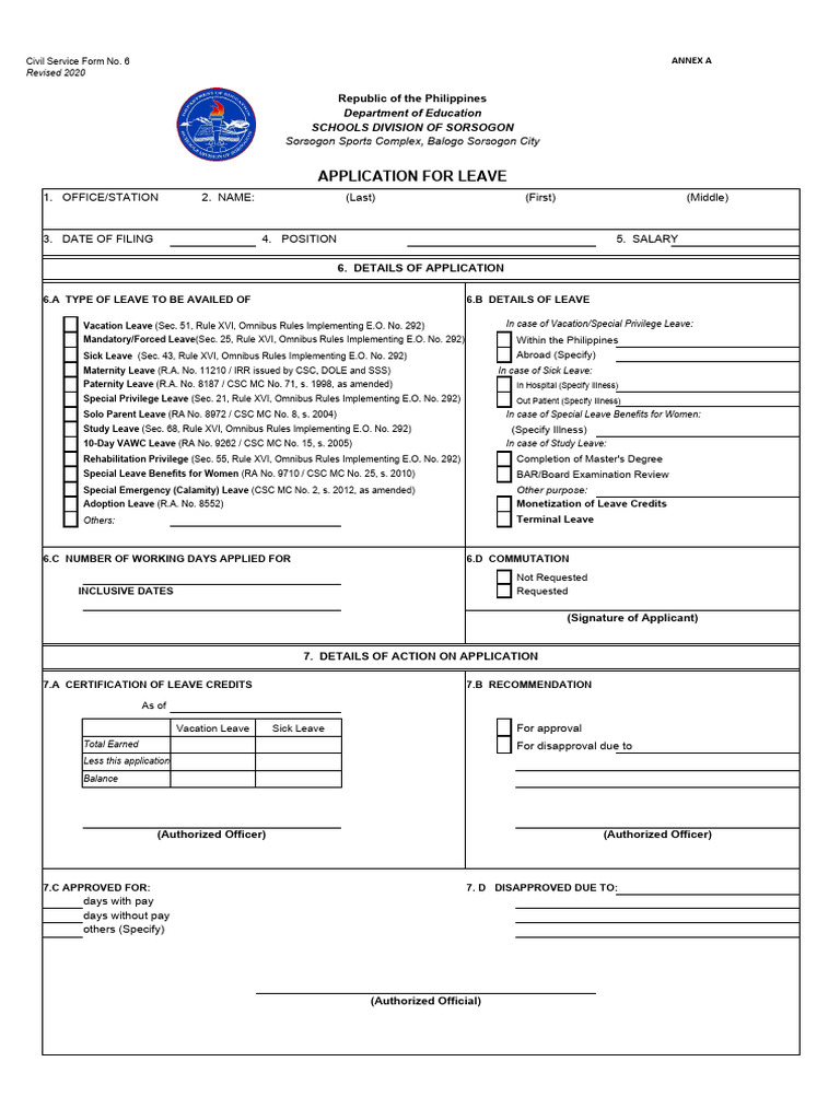 Form 6 | PDF | Parental Leave | Sick Leave