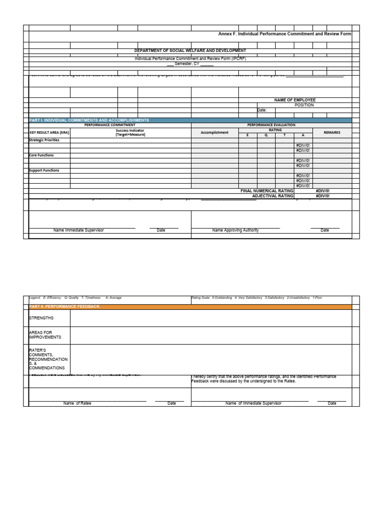 Ipcrf Template | PDF | Performance Appraisal | Business