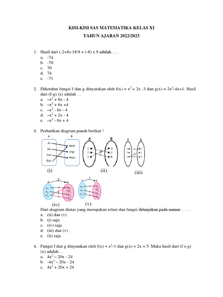 Kisi-Kisi Sas MTK Xi 2023 | PDF