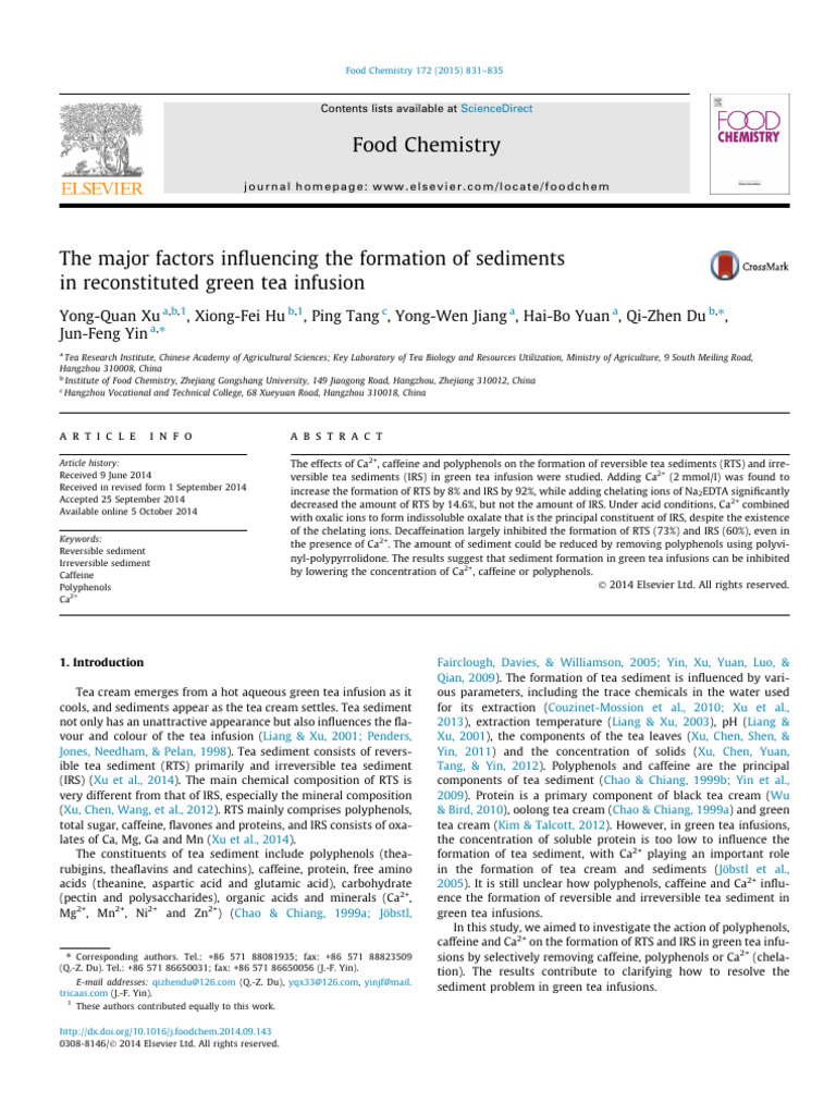 Green Tea Sediment Formation Factors | PDF | Tea | Polyphenol