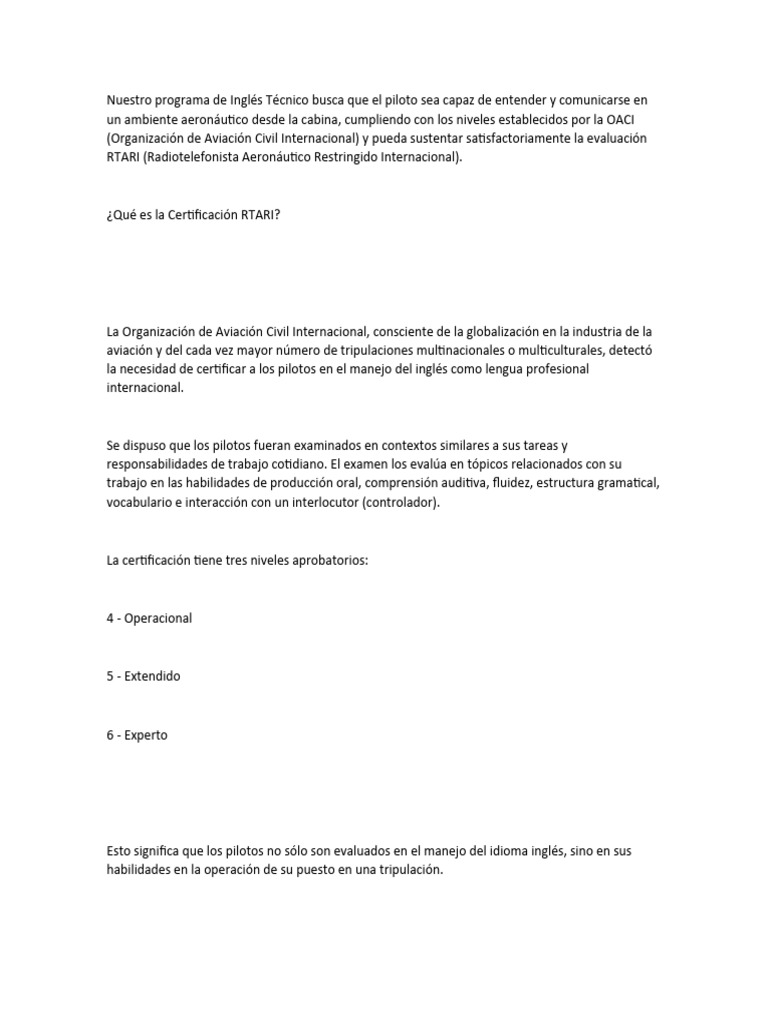 Curso RTARI en Inglés Técnico Aeronáutico | PDF | Control de tráfico ...