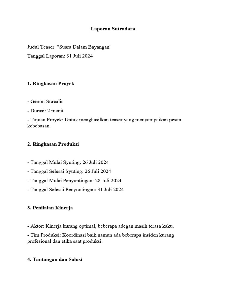 Laporan Sutradara | PDF | Karier & Perkembangan | Ilmu Sosial