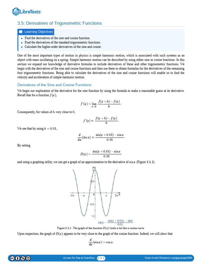 3.05 Derivatives of Trigonometric Functions | PDF | Trigonometric Functions | Classical Mechanics